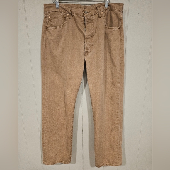 Levi's | Jeans | Levis 5 Jeans Mens 36x30 Beige Tan Straight Leg Button ...